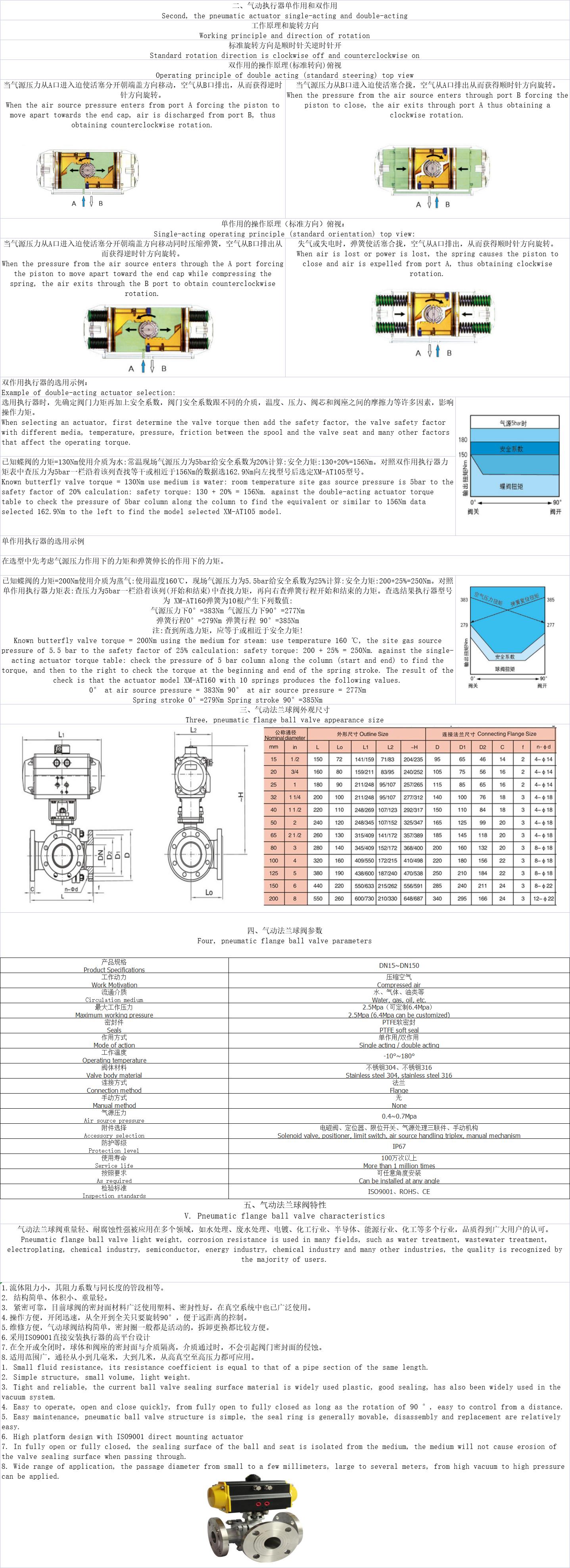 COVNA HK55-TF flange pneumatic three-way ball valve ball valve